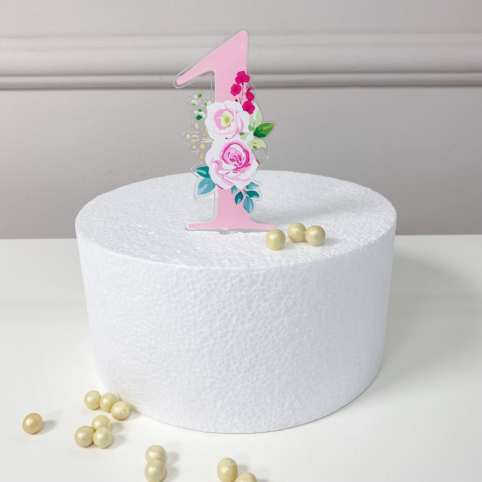 Mini cake topper številka z rožicami – PartyPek